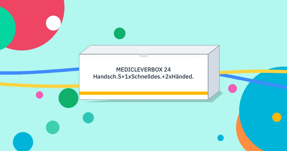 Symbolbild: Packung mit der Aufschrift MEDICLEVERBOX 24 Handsch.S+1xSchnelldes.+2xHänded. (PZN 19112581) – Verfügbarkeit und Bezug in Apotheken in Frankfurt am Main