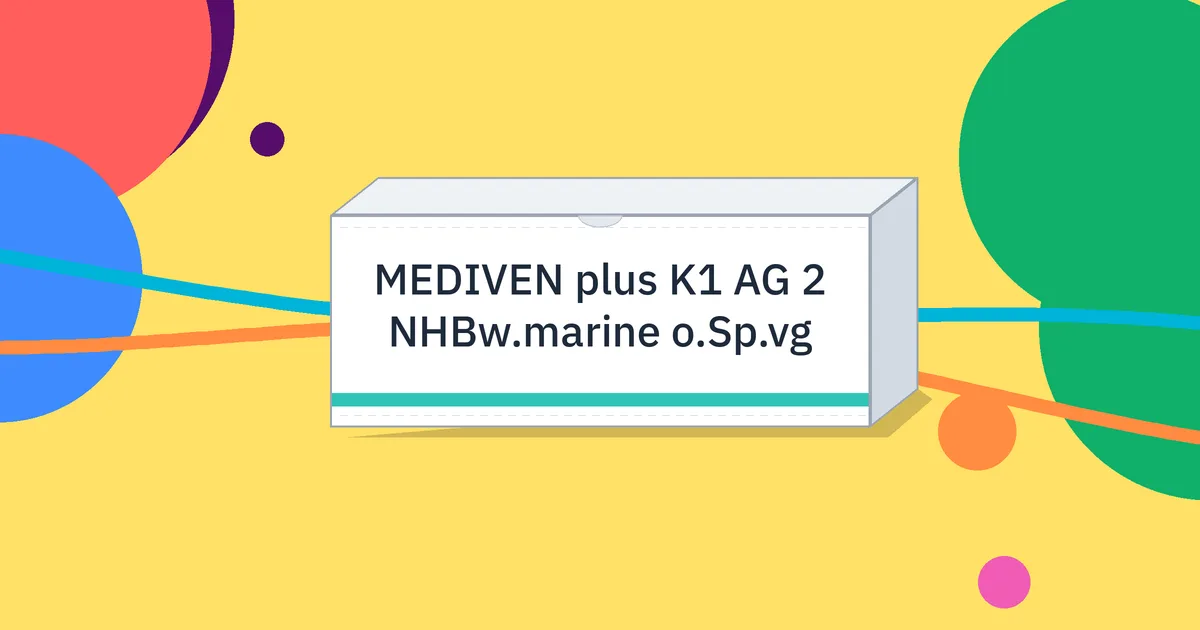 Symbolbild: Packung mit der Aufschrift MEDIVEN plus K1 AG 2 NHBw.marine o.Sp.vg (PZN 15924282) – Verfügbarkeit und Bezug in Apotheken in Frankfurt am Main