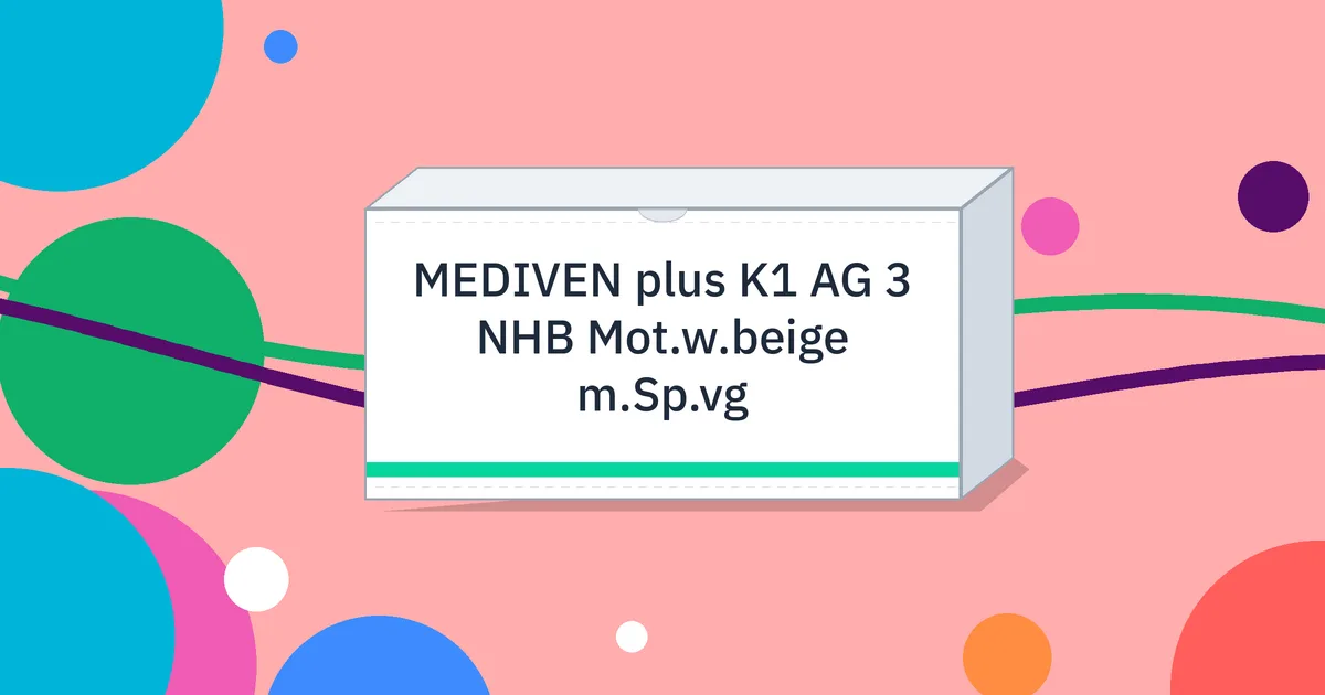 Symbolbild: Packung mit der Aufschrift MEDIVEN plus K1 AG 3 NHB Mot.w.beige m.Sp.vg (PZN 15920580) – Verfügbarkeit und Bezug in Apotheken in Frankfurt am Main