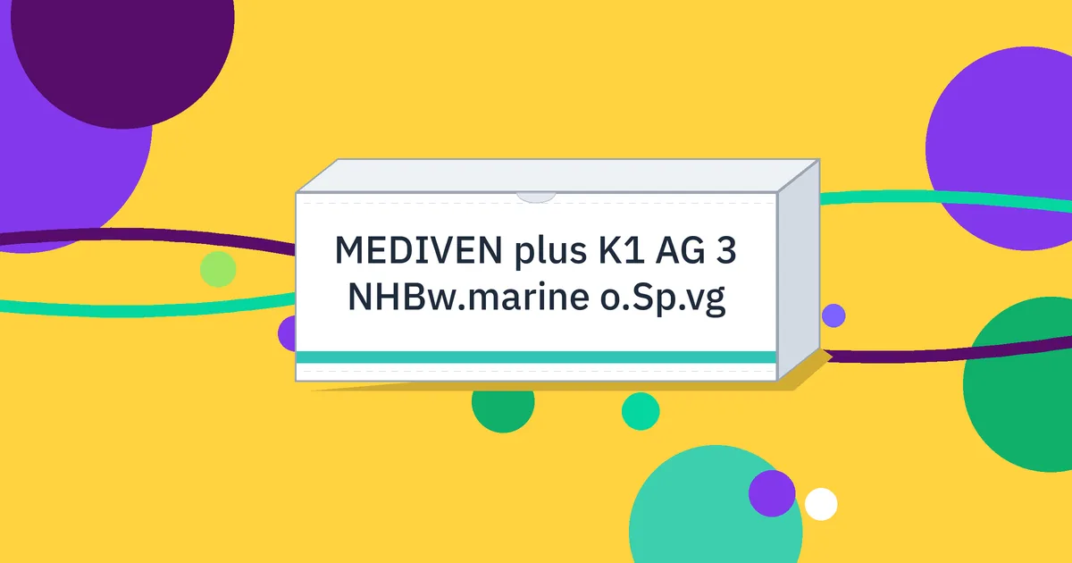 Symbolbild: Packung mit der Aufschrift MEDIVEN plus K1 AG 3 NHBw.marine o.Sp.vg (PZN 15924299) – Verfügbarkeit und Bezug in Apotheken in Frankfurt am Main