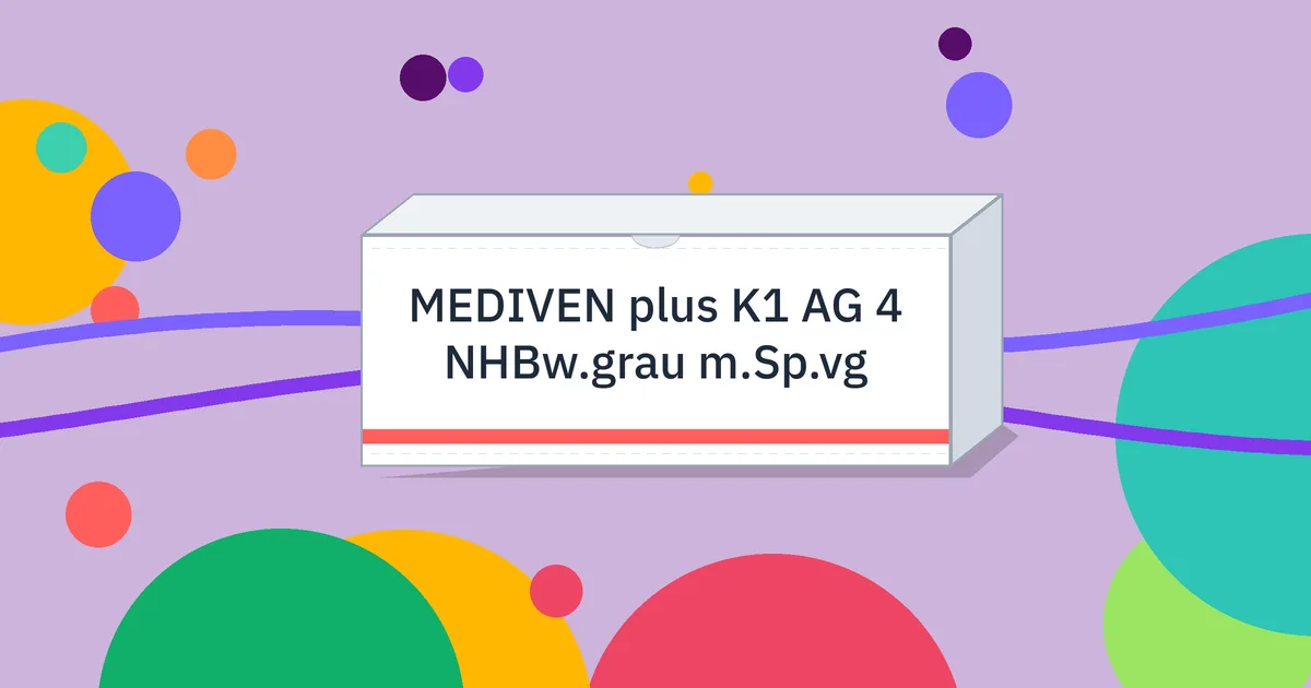 Symbolbild: Packung mit der Aufschrift MEDIVEN plus K1 AG 4 NHBw.grau m.Sp.vg (PZN 18939462) – Verfügbarkeit und Bezug in Apotheken in Frankfurt am Main