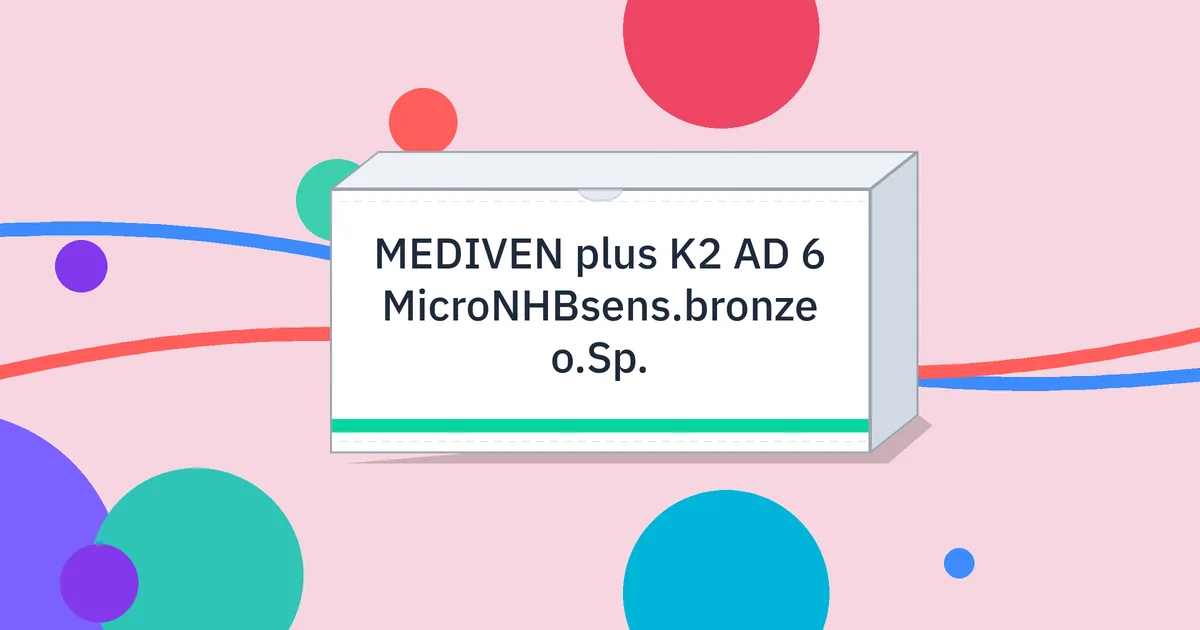 Symbolbild: Packung mit der Aufschrift MEDIVEN plus K2 AD 6 MicroNHBsens.bronze o.Sp. (PZN 15933016) – Verfügbarkeit und Bezug in Apotheken in Frankfurt am Main