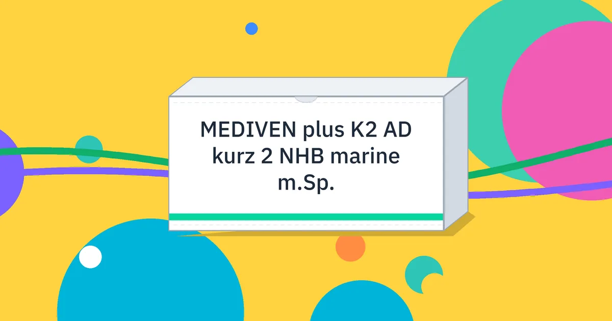 Symbolbild: Packung mit der Aufschrift MEDIVEN plus K2 AD kurz 2 NHB marine m.Sp. (PZN 15925821) – Verfügbarkeit und Bezug in Apotheken in Frankfurt am Main