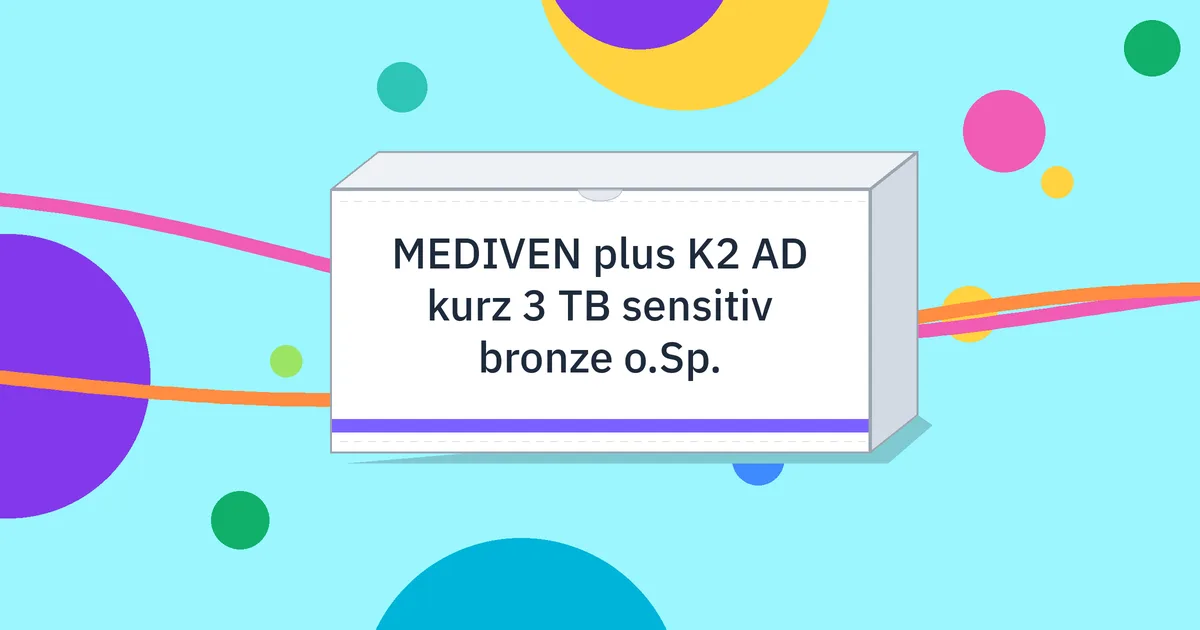 Symbolbild: Packung mit der Aufschrift MEDIVEN plus K2 AD kurz 3 TB sensitiv bronze o.Sp. (PZN 15106709) – Verfügbarkeit und Bezug in Apotheken in Frankfurt am Main