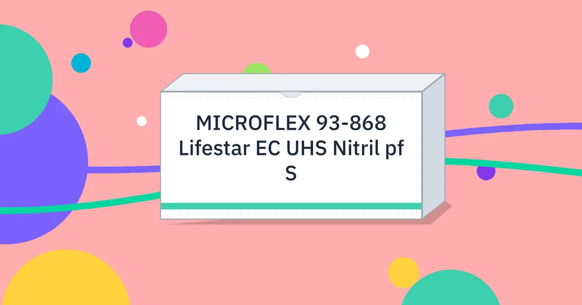 Symbolbild: Packung mit der Aufschrift MICROFLEX 93-868 Lifestar EC UHS Nitril pf S (PZN 18394896) – Verfügbarkeit und Bezug in Apotheken in Frankfurt am Main