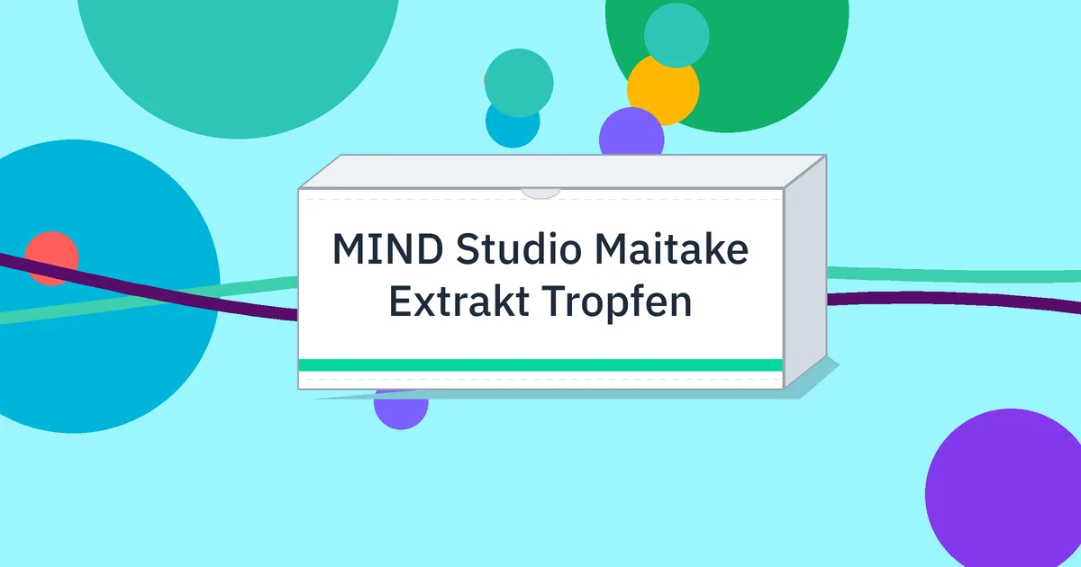 Symbolbild: Packung mit der Aufschrift MIND Studio Maitake Extrakt Tropfen (PZN 20811166) – Verfügbarkeit und Bezug in Apotheken in Frankfurt am Main