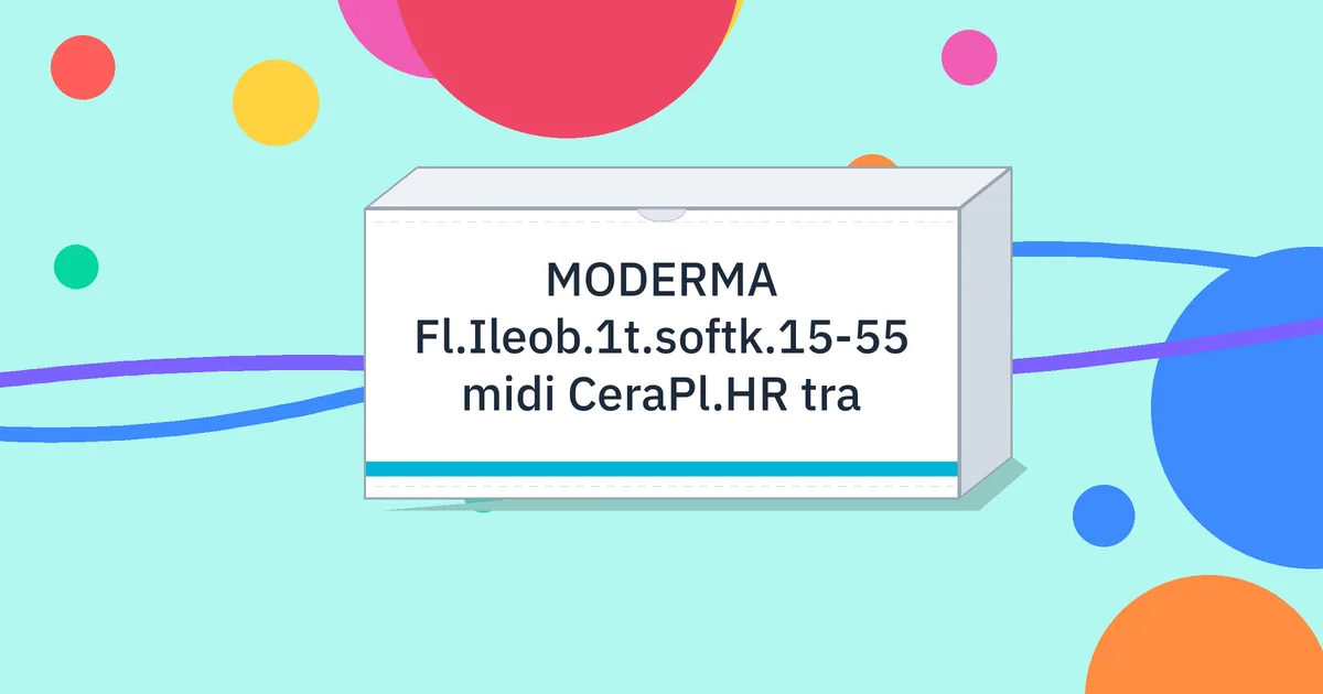 Symbolbild: Packung mit der Aufschrift MODERMA Fl.Ileob.1t.softk.15-55 midi CeraPl.HR tra (PZN 12417403) – Verfügbarkeit und Bezug in Apotheken in Frankfurt am Main