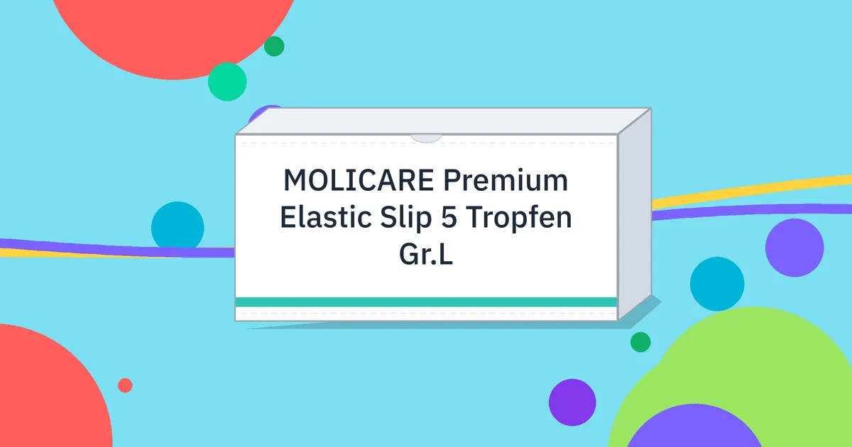 Symbolbild: Packung mit der Aufschrift MOLICARE Premium Elastic Slip 5 Tropfen Gr.L (PZN 15783640) – Verfügbarkeit und Bezug in Apotheken in Frankfurt am Main