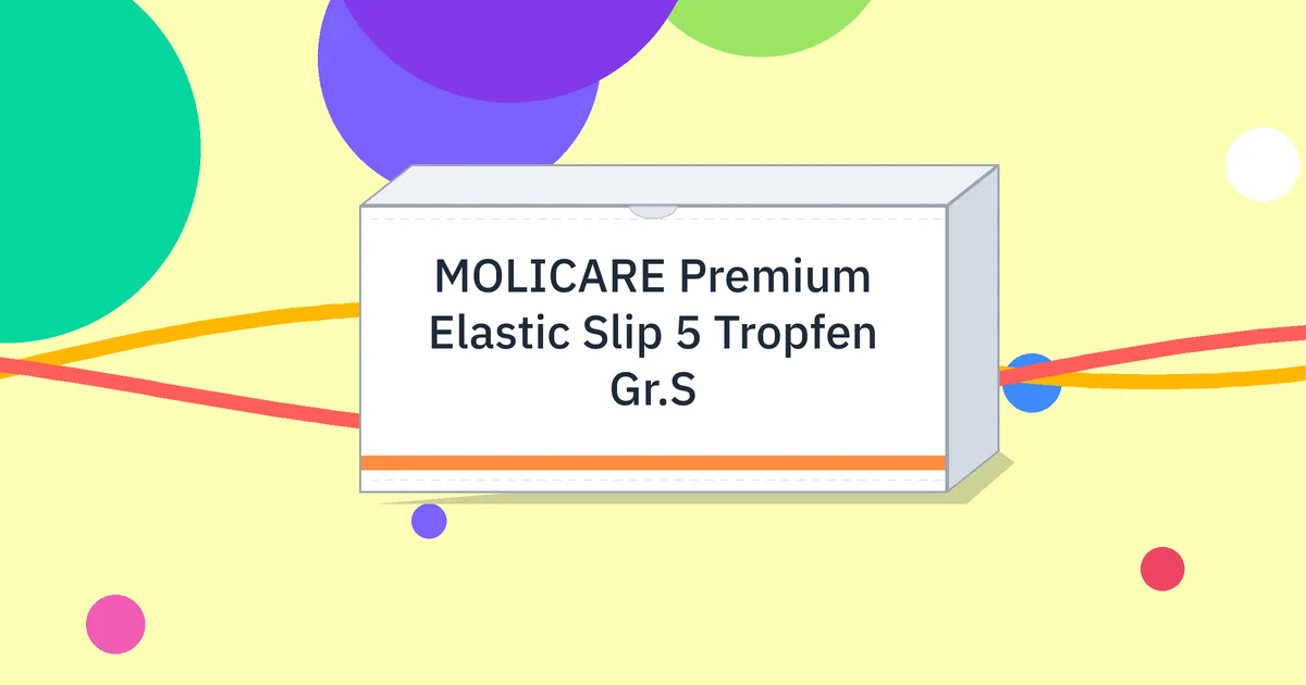 Symbolbild: Packung mit der Aufschrift MOLICARE Premium Elastic Slip 5 Tropfen Gr.S (PZN 14210942) – Verfügbarkeit und Bezug in Apotheken in Frankfurt am Main
