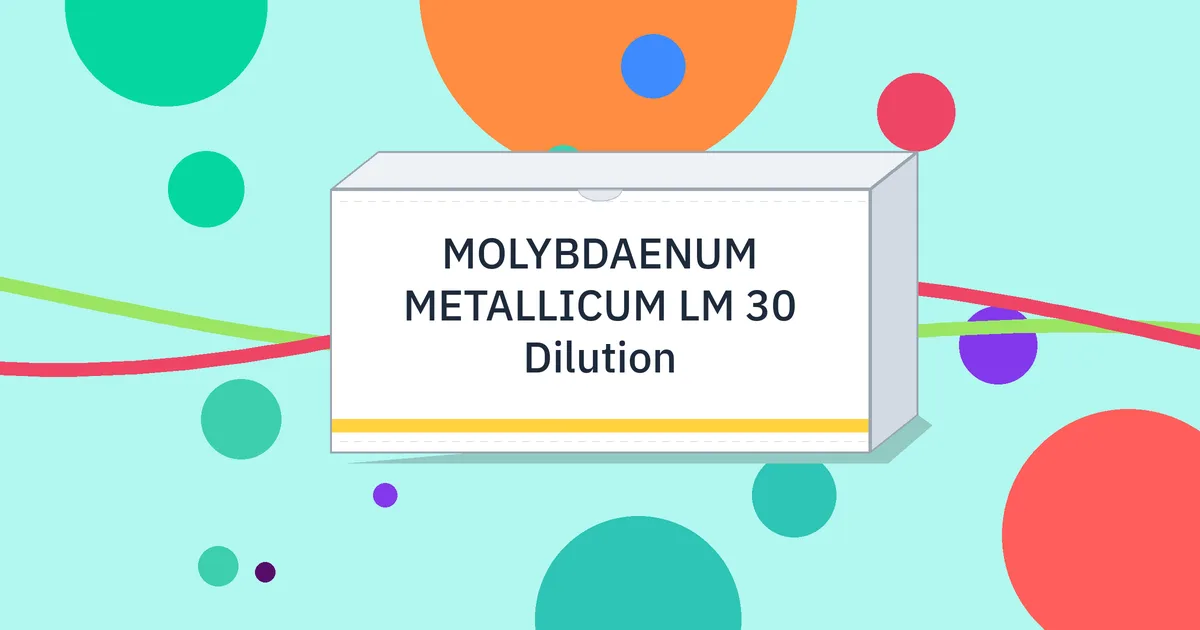 Symbolbild: Packung mit der Aufschrift MOLYBDAENUM METALLICUM LM 30 Dilution (PZN 13610013) – Verfügbarkeit und Bezug in Apotheken in Frankfurt am Main