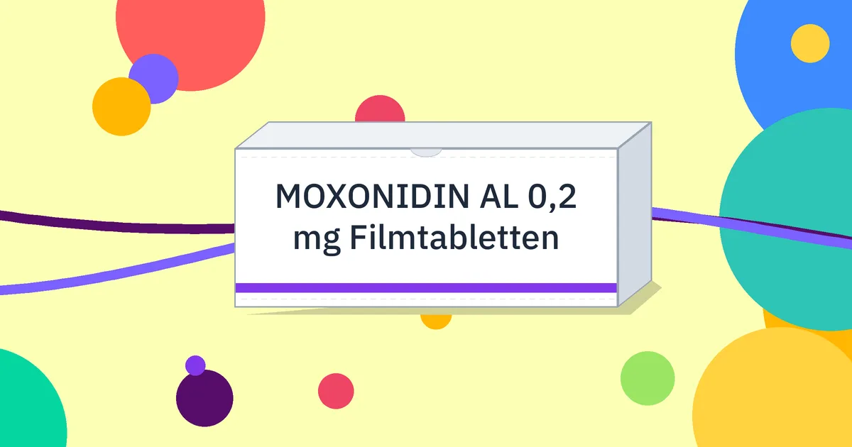 Symbolbild: Packung mit der Aufschrift MOXONIDIN AL 0,2 mg Filmtabletten (PZN 01035934) – Verfügbarkeit und Bezug in Apotheken in Frankfurt am Main
