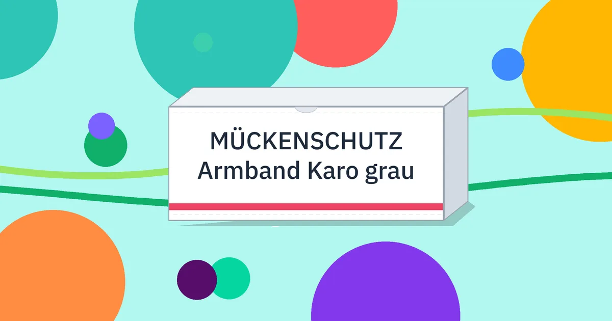 Symbolbild: Packung mit der Aufschrift MÜCKENSCHUTZ Armband Karo grau (PZN 17849426) – Verfügbarkeit und Bezug in Apotheken in Frankfurt am Main