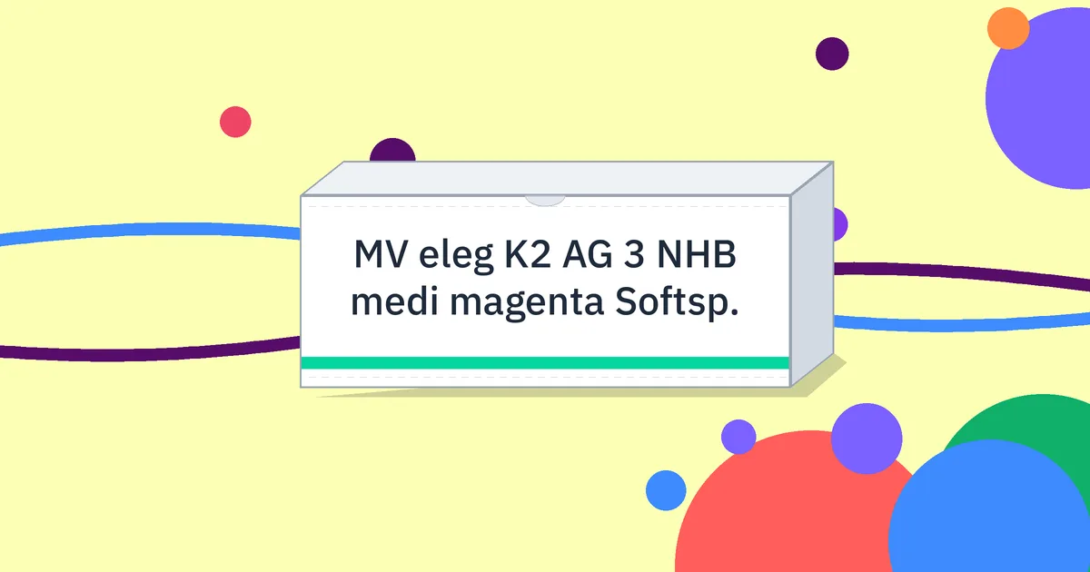 Symbolbild: Packung mit der Aufschrift MV eleg K2 AG 3 NHB medi magenta Softsp. (PZN 15730460) – Verfügbarkeit und Bezug in Apotheken in Frankfurt am Main