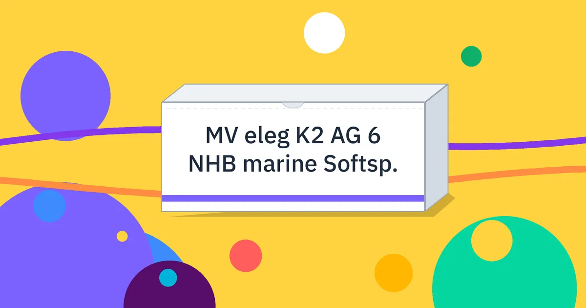 Symbolbild: Packung mit der Aufschrift MV eleg K2 AG 6 NHB marine Softsp. (PZN 15731347) – Verfügbarkeit und Bezug in Apotheken in Frankfurt am Main