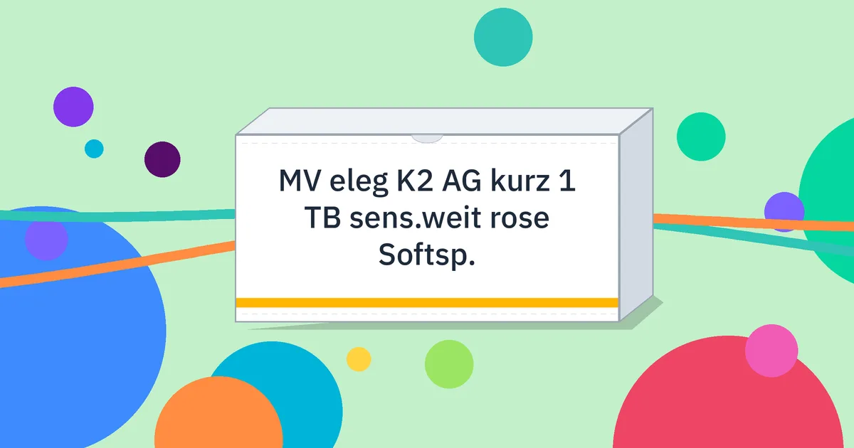 Symbolbild: Packung mit der Aufschrift MV eleg K2 AG kurz 1 TB sens.weit rose Softsp. (PZN 14697513) – Verfügbarkeit und Bezug in Apotheken in Frankfurt am Main