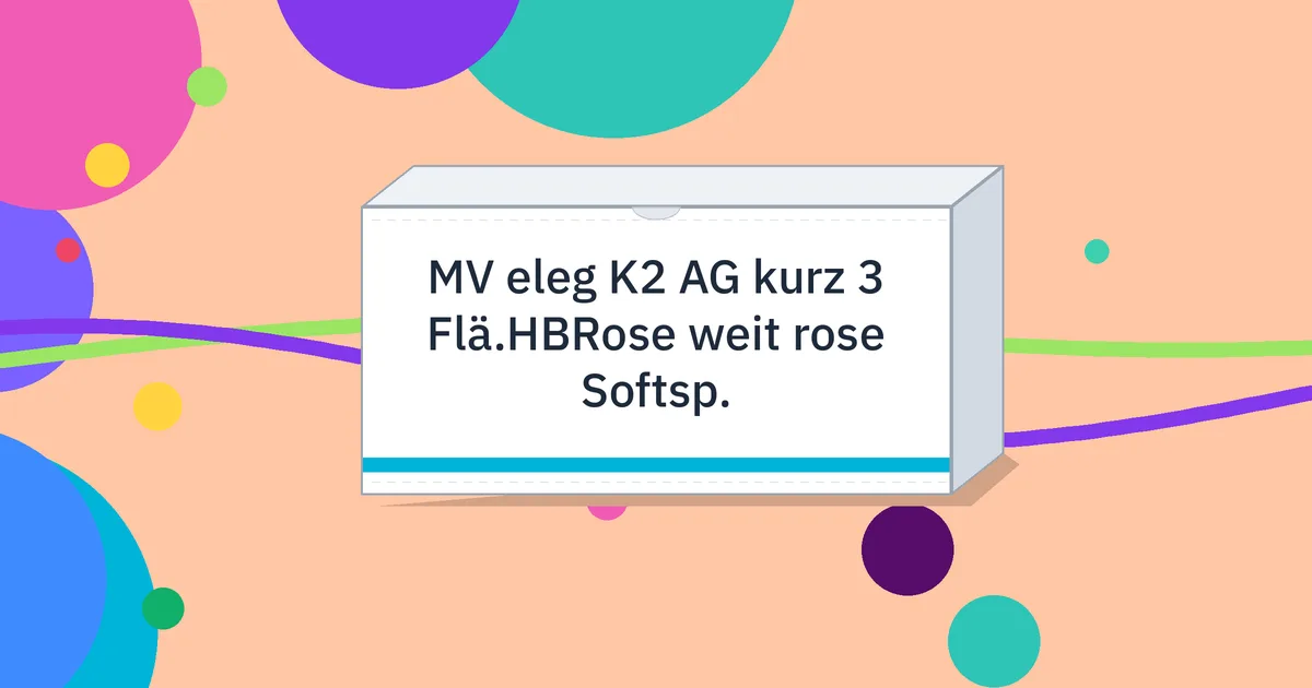 Symbolbild: Packung mit der Aufschrift MV eleg K2 AG kurz 3 Flä.HBRose weit rose Softsp. (PZN 15705930) – Verfügbarkeit und Bezug in Apotheken in Frankfurt am Main