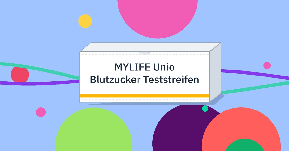 Symbolbild: Packung mit der Aufschrift MYLIFE Unio Blutzucker Teststreifen (PZN 12594884) – Verfügbarkeit und Bezug in Apotheken in Frankfurt am Main