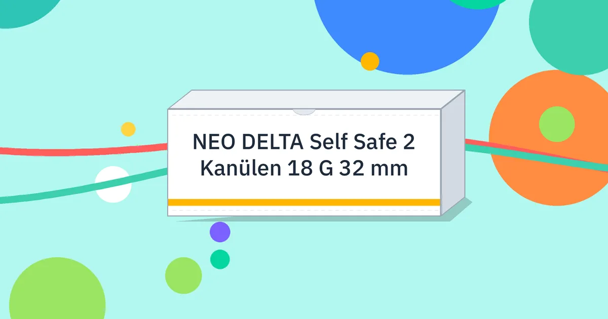 Symbolbild: Packung mit der Aufschrift NEO DELTA Self Safe 2 Kanülen 18 G 32 mm (PZN 07767118) – Verfügbarkeit und Bezug in Apotheken in Frankfurt am Main