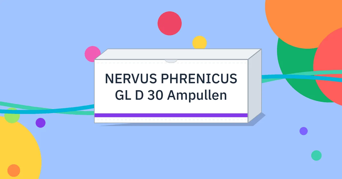 Symbolbild: Packung mit der Aufschrift NERVUS PHRENICUS GL D 30 Ampullen (PZN 02941161) – Verfügbarkeit und Bezug in Apotheken in Frankfurt am Main