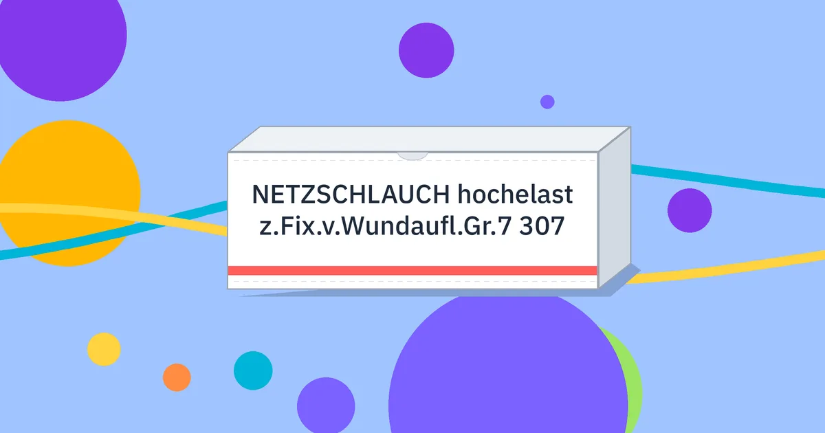 Symbolbild: Packung mit der Aufschrift NETZSCHLAUCH hochelast z.Fix.v.Wundaufl.Gr.7 307 (PZN 04303683) – Verfügbarkeit und Bezug in Apotheken in Frankfurt am Main