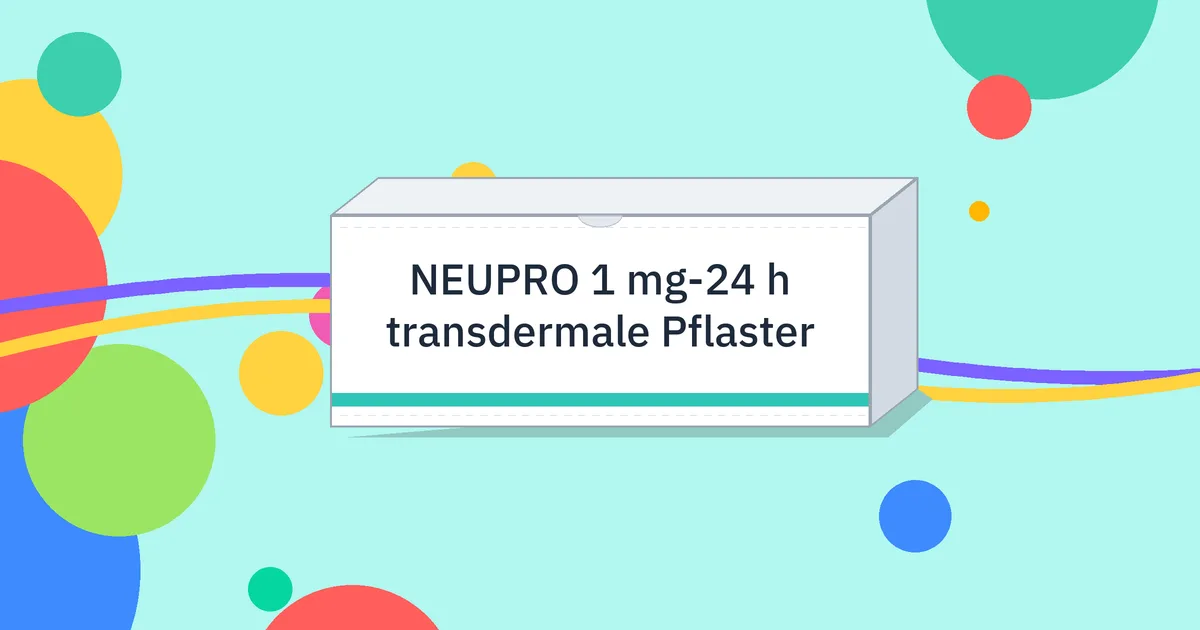 Symbolbild: Packung mit der Aufschrift NEUPRO 1 mg-24 h transdermale Pflaster (PZN 10934146) – Verfügbarkeit und Bezug in Apotheken in Frankfurt am Main