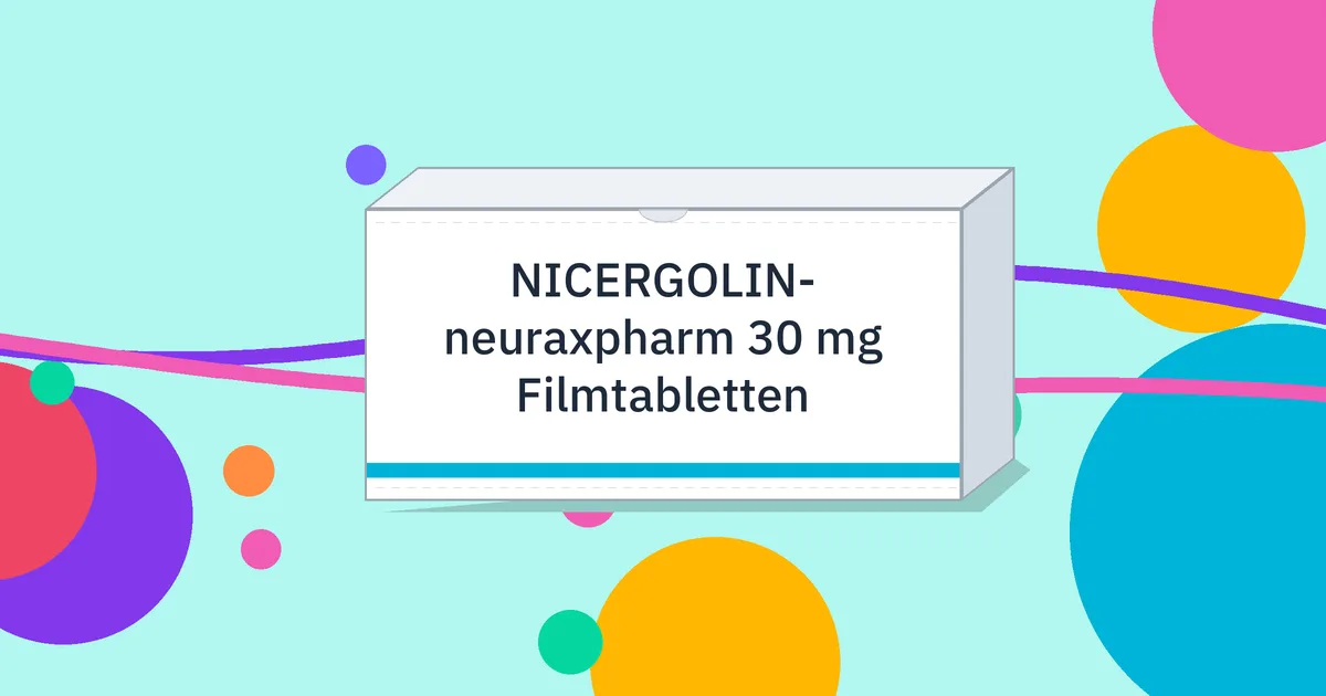 Symbolbild: Packung mit der Aufschrift NICERGOLIN-neuraxpharm 30 mg Filmtabletten (PZN 01267171) – Verfügbarkeit und Bezug in Apotheken in Frankfurt am Main