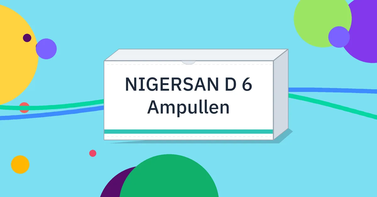 Symbolbild: Packung mit der Aufschrift NIGERSAN D 6 Ampullen (PZN 03206802) – Verfügbarkeit und Bezug in Apotheken in Frankfurt am Main