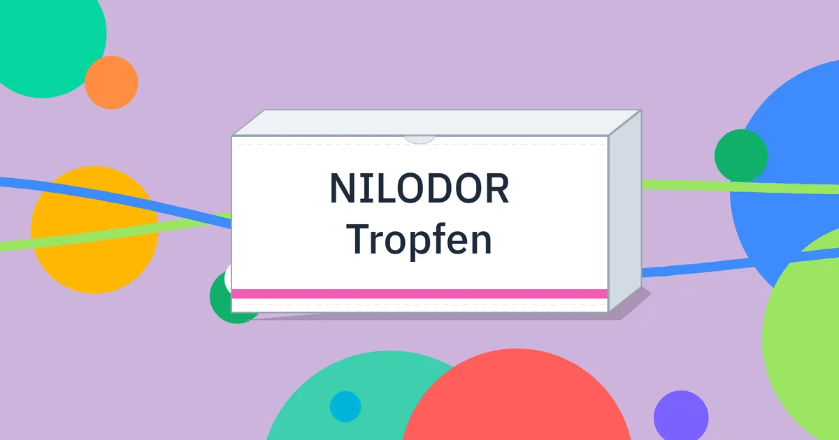 Symbolbild: Packung mit der Aufschrift NILODOR Tropfen (PZN 01853354) – Verfügbarkeit und Bezug in Apotheken in Frankfurt am Main