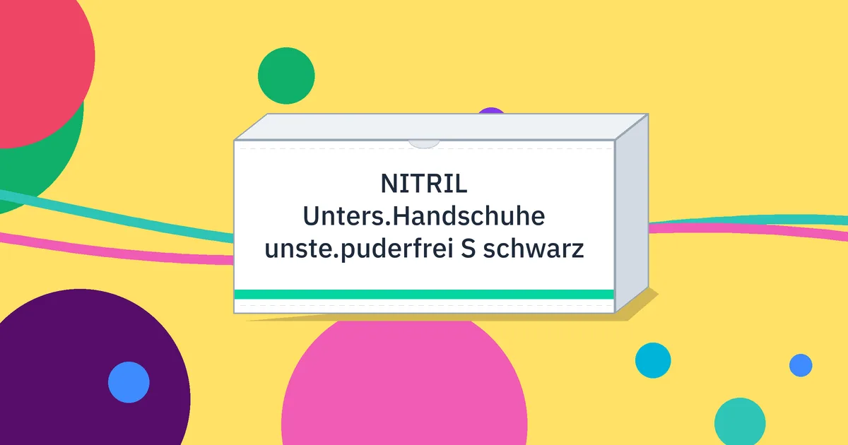 Symbolbild: Packung mit der Aufschrift NITRIL Unters.Handschuhe unste.puderfrei S schwarz (PZN 09649334) – Verfügbarkeit und Bezug in Apotheken in Frankfurt am Main