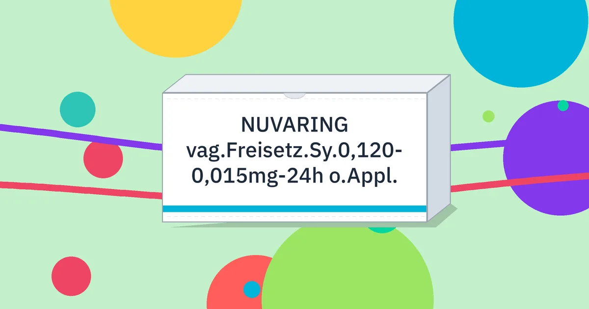 Symbolbild: Packung mit der Aufschrift NUVARING vag.Freisetz.Sy.0,120-0,015mg-24h o.Appl. (PZN 11850859) – Verfügbarkeit und Bezug in Apotheken in Frankfurt am Main