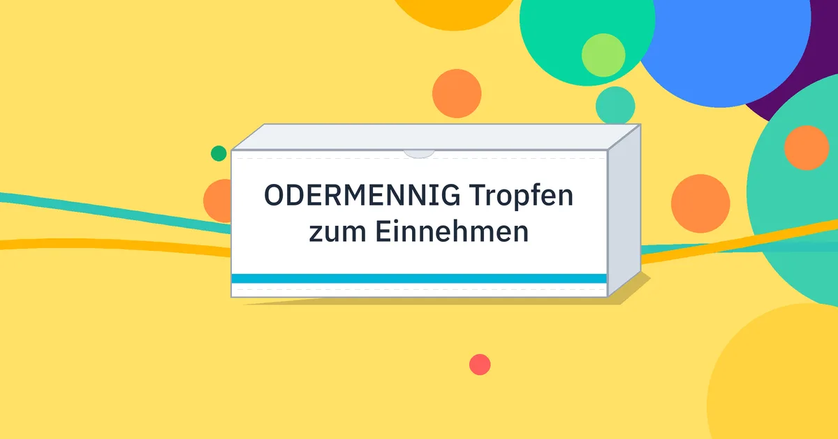 Symbolbild: Packung mit der Aufschrift ODERMENNIG Tropfen zum Einnehmen (PZN 11602268) – Verfügbarkeit und Bezug in Apotheken in Frankfurt am Main