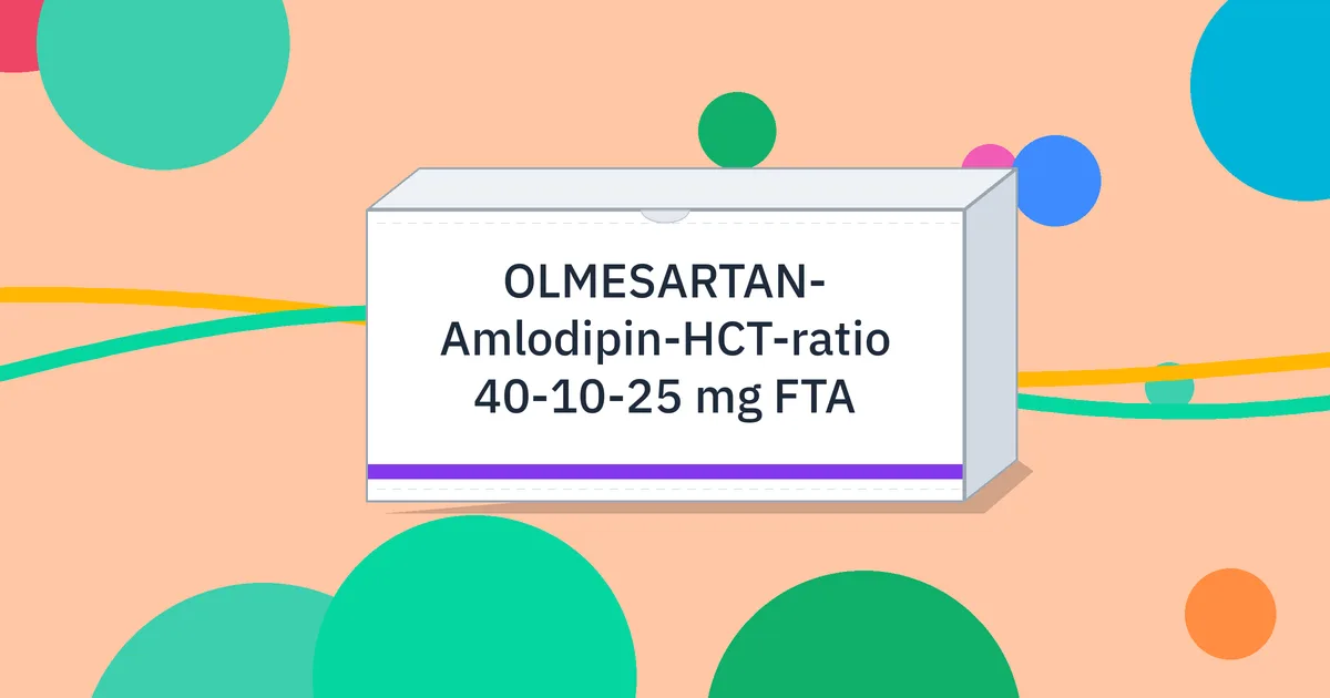 Symbolbild: Packung mit der Aufschrift OLMESARTAN-Amlodipin-HCT-ratio 40-10-25 mg FTA (PZN 16634209) – Verfügbarkeit und Bezug in Apotheken in Frankfurt am Main