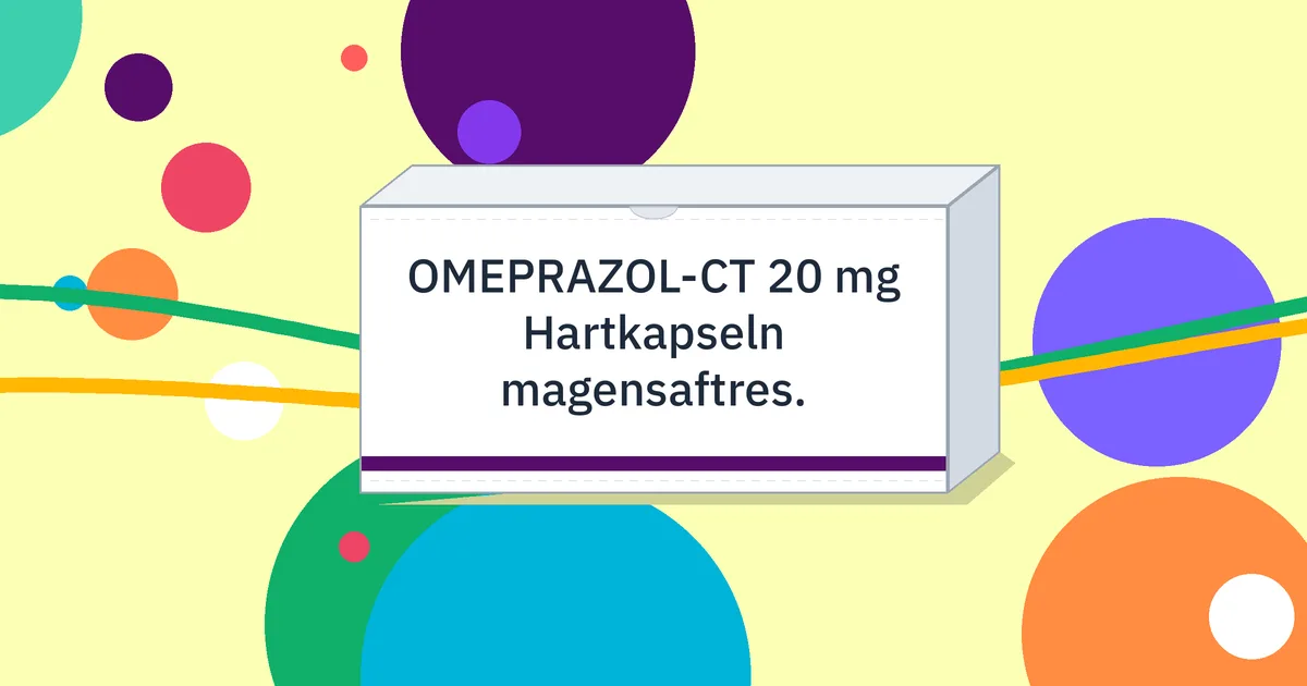Symbolbild: Packung mit der Aufschrift OMEPRAZOL-CT 20 mg Hartkapseln magensaftres. (PZN 00005925) – Verfügbarkeit und Bezug in Apotheken in Frankfurt am Main