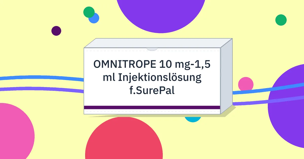 Symbolbild: Packung mit der Aufschrift OMNITROPE 10 mg-1,5 ml Injektionslösung f.SurePal (PZN 11669597) – Verfügbarkeit und Bezug in Apotheken in Frankfurt am Main