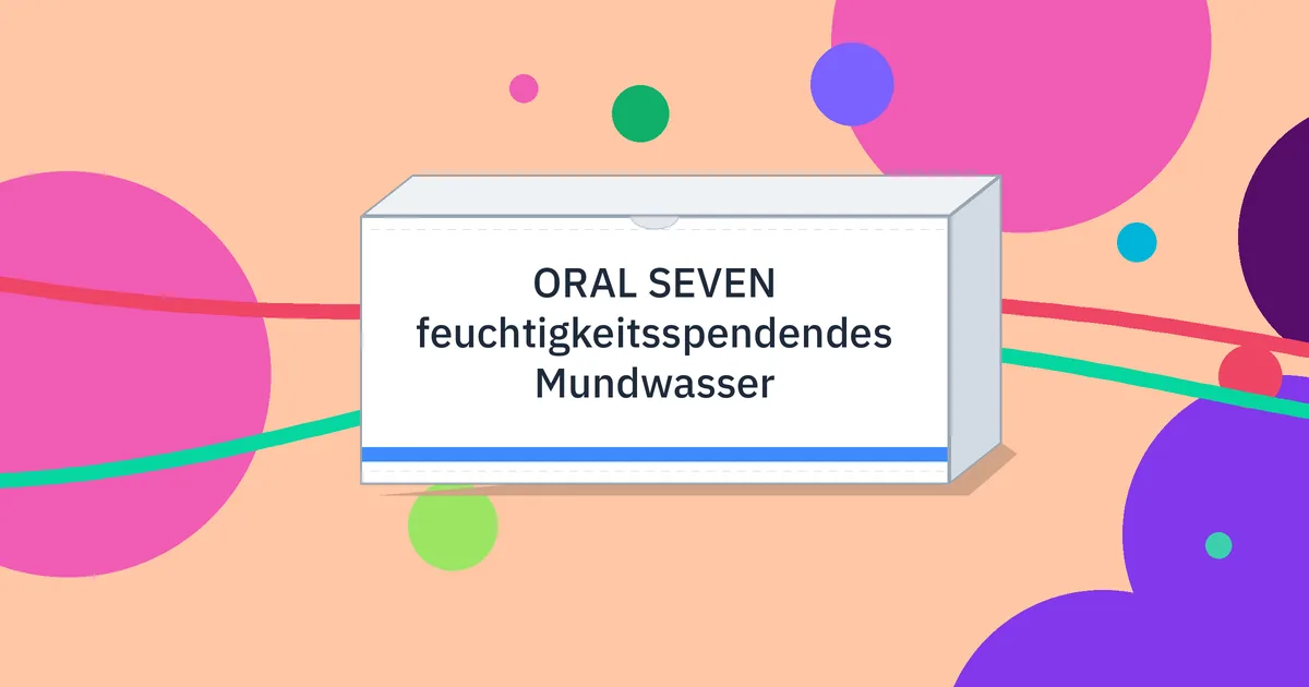 Symbolbild: Packung mit der Aufschrift ORAL SEVEN feuchtigkeitsspendendes Mundwasser (PZN 08867709) – Verfügbarkeit und Bezug in Apotheken in Frankfurt am Main