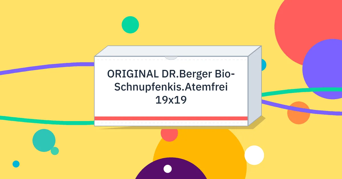 Symbolbild: Packung mit der Aufschrift ORIGINAL DR.Berger Bio-Schnupfenkis.Atemfrei 19x19 (PZN 11864991) – Verfügbarkeit und Bezug in Apotheken in Frankfurt am Main