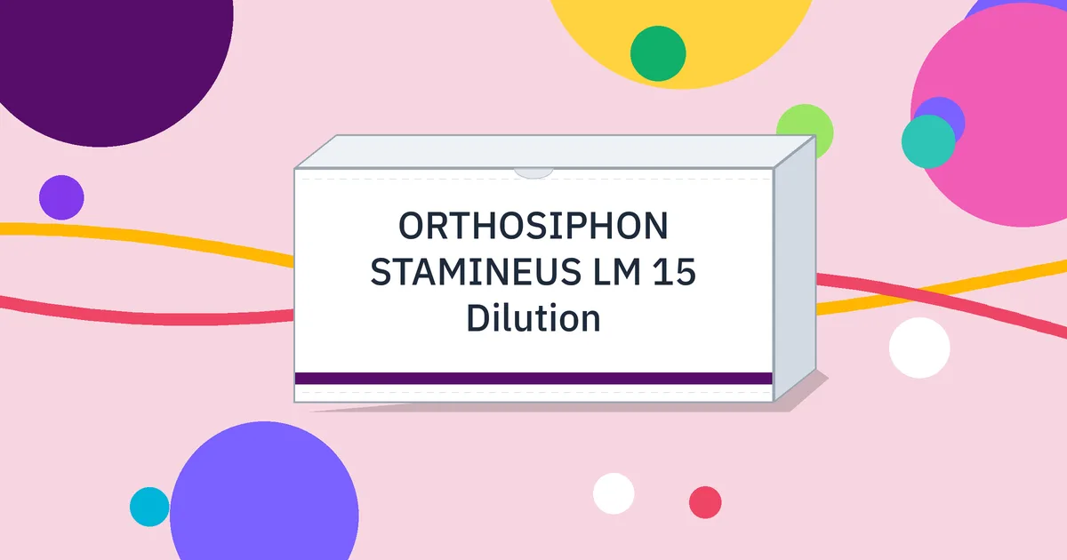 Symbolbild: Packung mit der Aufschrift ORTHOSIPHON STAMINEUS LM 15 Dilution (PZN 13628059) – Verfügbarkeit und Bezug in Apotheken in Frankfurt am Main