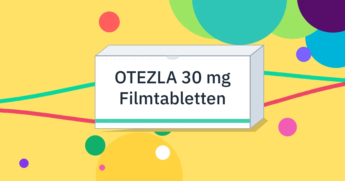 Symbolbild: Packung mit der Aufschrift OTEZLA 30 mg Filmtabletten (PZN 11294341) – Verfügbarkeit und Bezug in Apotheken in Frankfurt am Main