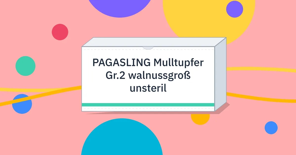 Symbolbild: Packung mit der Aufschrift PAGASLING Mulltupfer Gr.2 walnussgroß unsteril (PZN 19774767) – Verfügbarkeit und Bezug in Apotheken in Frankfurt am Main