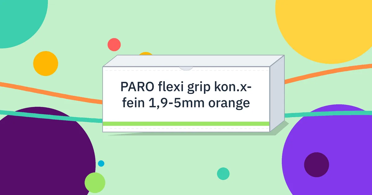 Symbolbild: Packung mit der Aufschrift PARO flexi grip kon.x-fein 1,9-5mm orange (PZN 17372616) – Verfügbarkeit und Bezug in Apotheken in Frankfurt am Main