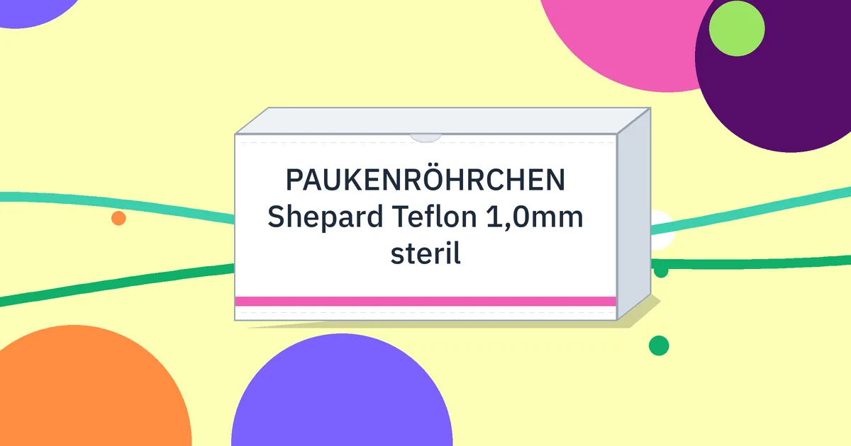 Symbolbild: Packung mit der Aufschrift PAUKENRÖHRCHEN Shepard Teflon 1,0mm steril (PZN 18355092) – Verfügbarkeit und Bezug in Apotheken in Frankfurt am Main