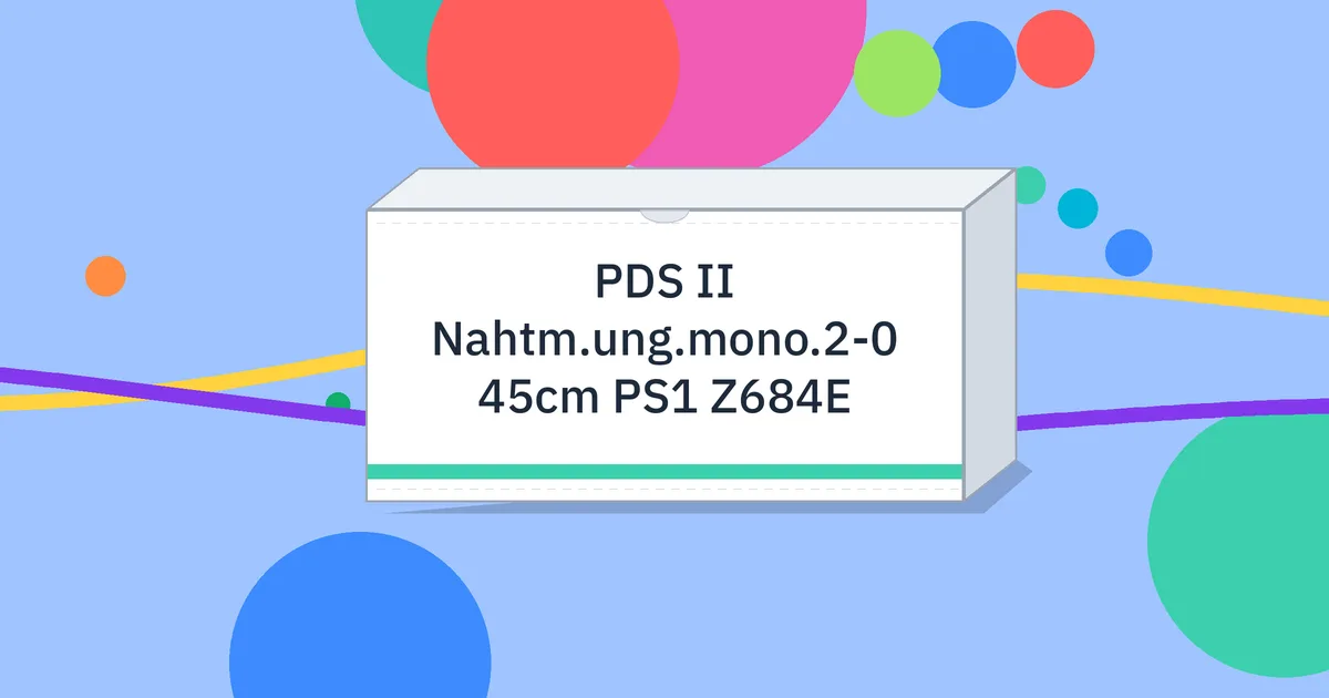 Symbolbild: Packung mit der Aufschrift PDS II Nahtm.ung.mono.2-0 45cm PS1 Z684E (PZN 12653397) – Verfügbarkeit und Bezug in Apotheken in Frankfurt am Main