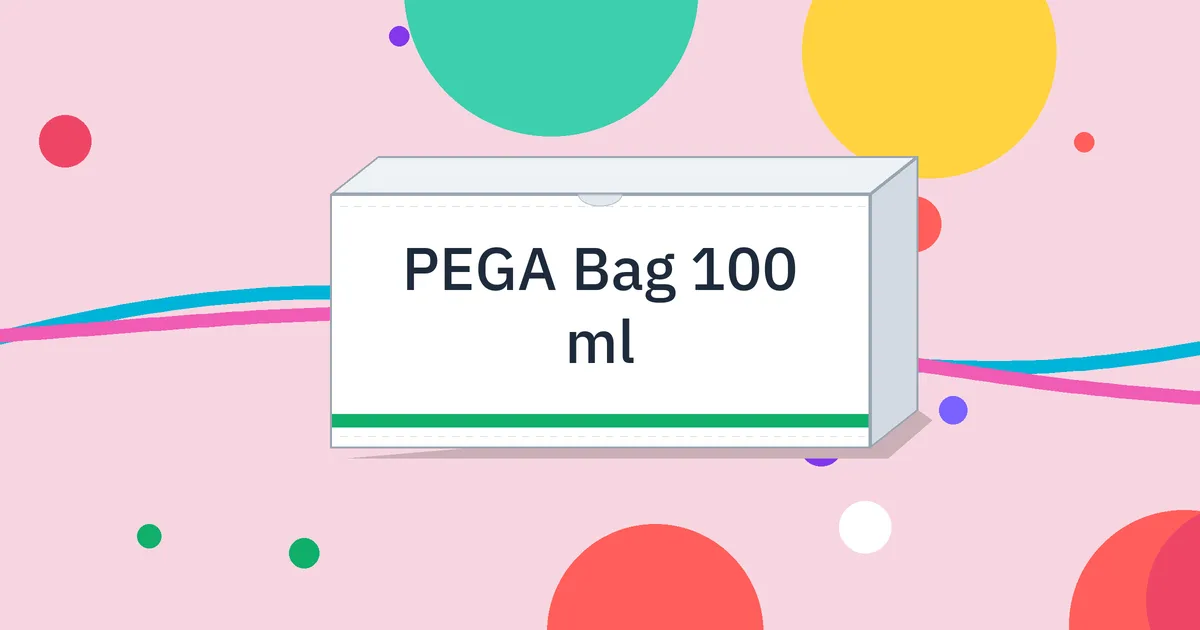 Symbolbild: Packung mit der Aufschrift PEGA Bag 100 ml (PZN 03827148) – Verfügbarkeit und Bezug in Apotheken in Frankfurt am Main