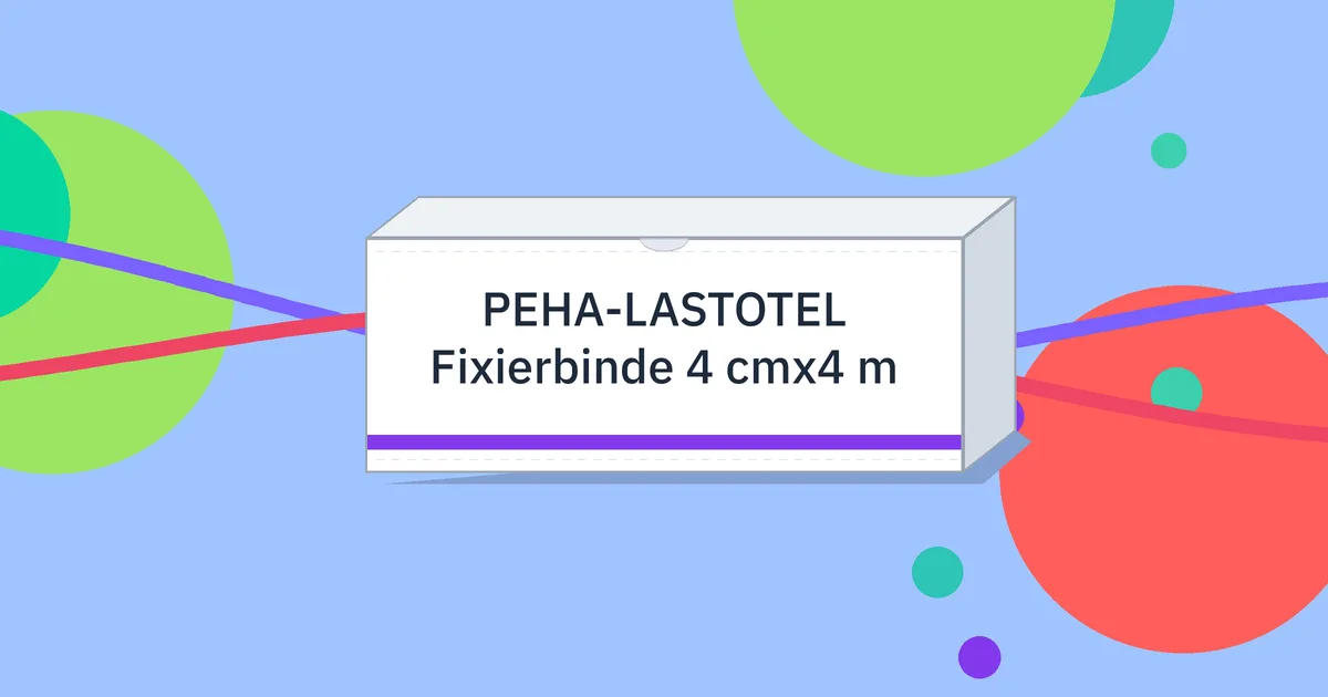 Symbolbild: Packung mit der Aufschrift PEHA-LASTOTEL Fixierbinde 4 cmx4 m (PZN 10069300) – Verfügbarkeit und Bezug in Apotheken in Frankfurt am Main