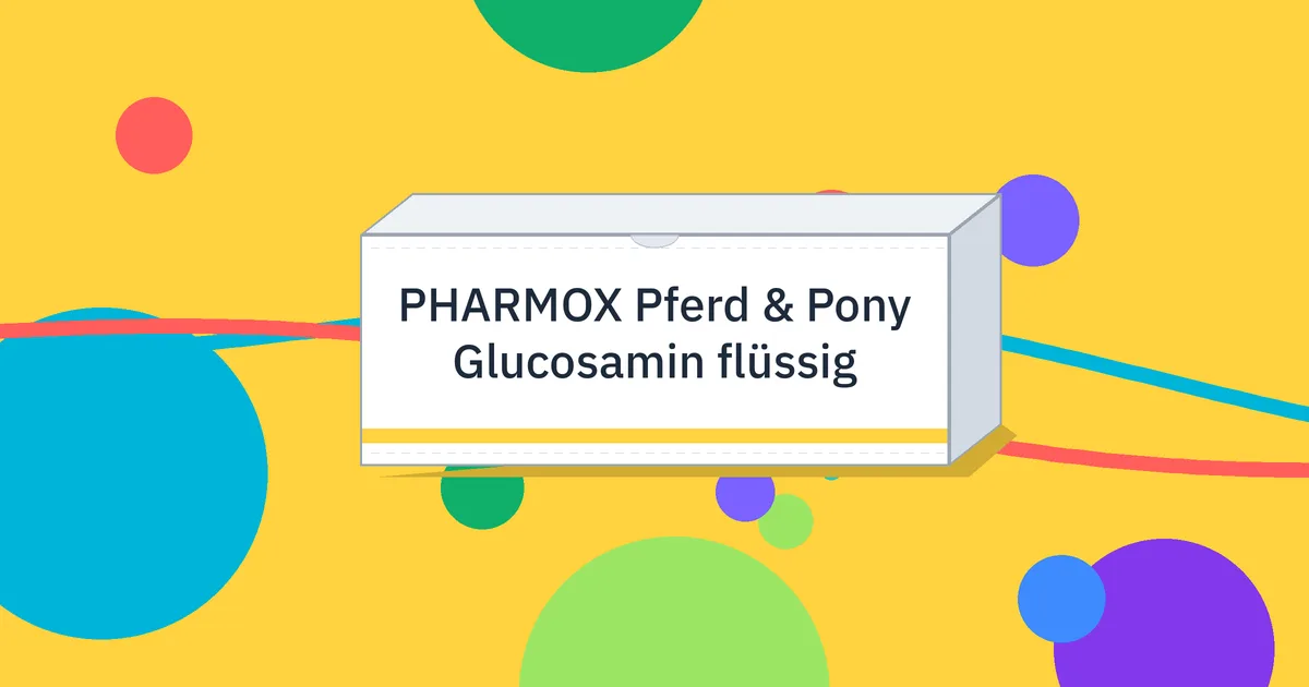 Symbolbild: Packung mit der Aufschrift PHARMOX Pferd & Pony Glucosamin flüssig (PZN 17890469) – Verfügbarkeit und Bezug in Apotheken in Frankfurt am Main