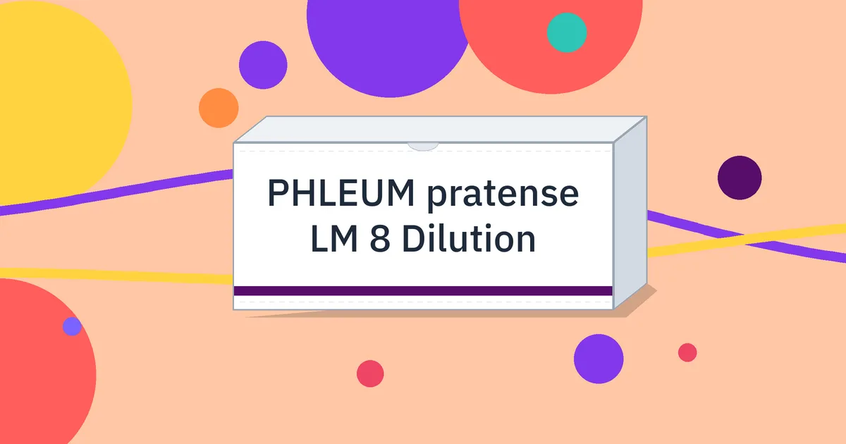 Symbolbild: Packung mit der Aufschrift PHLEUM pratense LM 8 Dilution (PZN 13638744) – Verfügbarkeit und Bezug in Apotheken in Frankfurt am Main