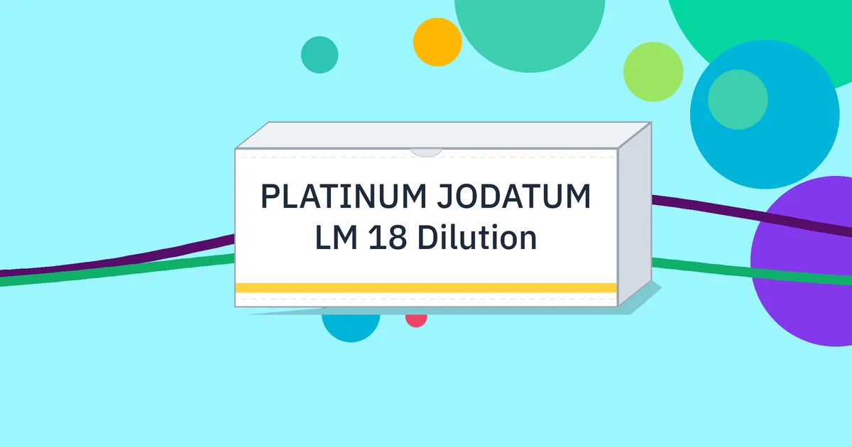 Symbolbild: Packung mit der Aufschrift PLATINUM JODATUM LM 18 Dilution (PZN 13647660) – Verfügbarkeit und Bezug in Apotheken in Frankfurt am Main