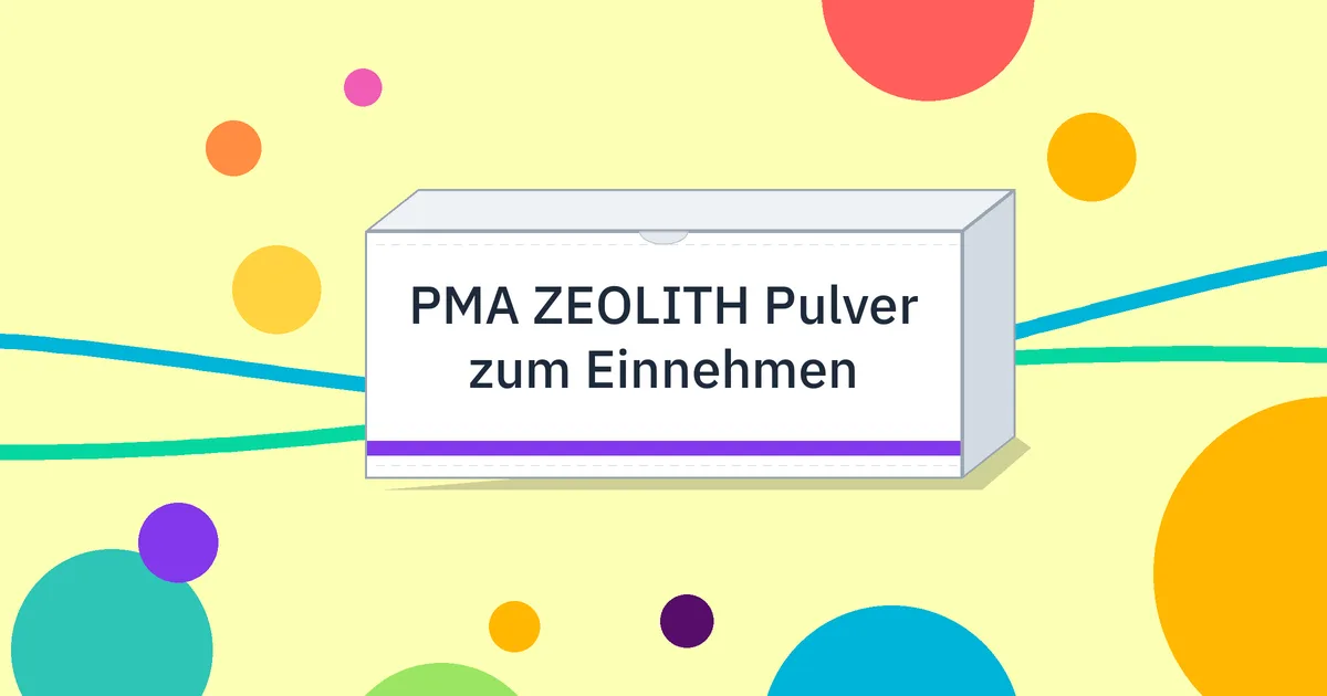 Symbolbild: Packung mit der Aufschrift PMA ZEOLITH Pulver zum Einnehmen (PZN 19808035) – Verfügbarkeit und Bezug in Apotheken in Frankfurt am Main