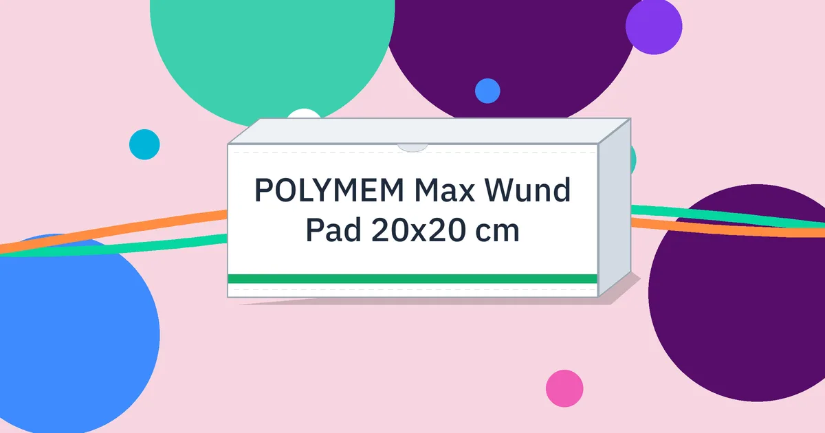 Symbolbild: Packung mit der Aufschrift POLYMEM Max Wund Pad 20x20 cm (PZN 00151101) – Verfügbarkeit und Bezug in Apotheken in Frankfurt am Main