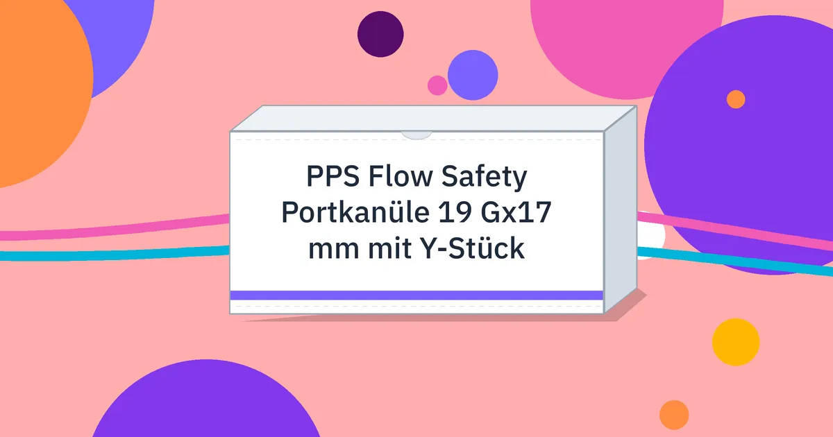 Symbolbild: Packung mit der Aufschrift PPS Flow Safety Portkanüle 19 Gx17 mm mit Y-Stück (PZN 10073922) – Verfügbarkeit und Bezug in Apotheken in Frankfurt am Main